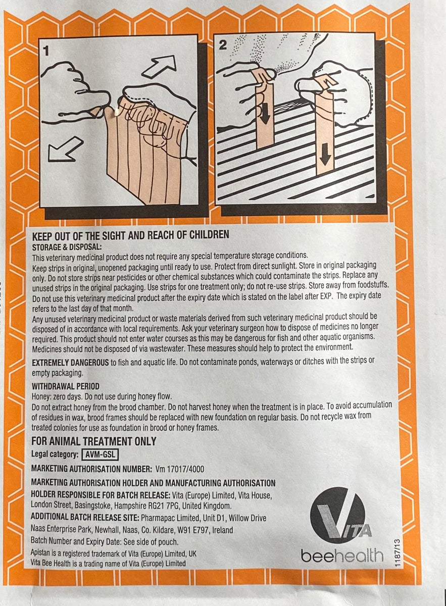Apistan Pouches (10 strips per pack) Varroa control for Bees EXP 10/27 ...